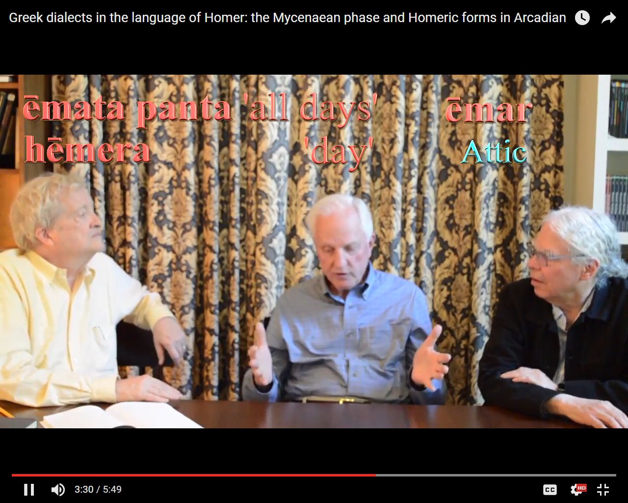 Greek dialects in the language of Homer: Mycenaean, and Arcadian ...